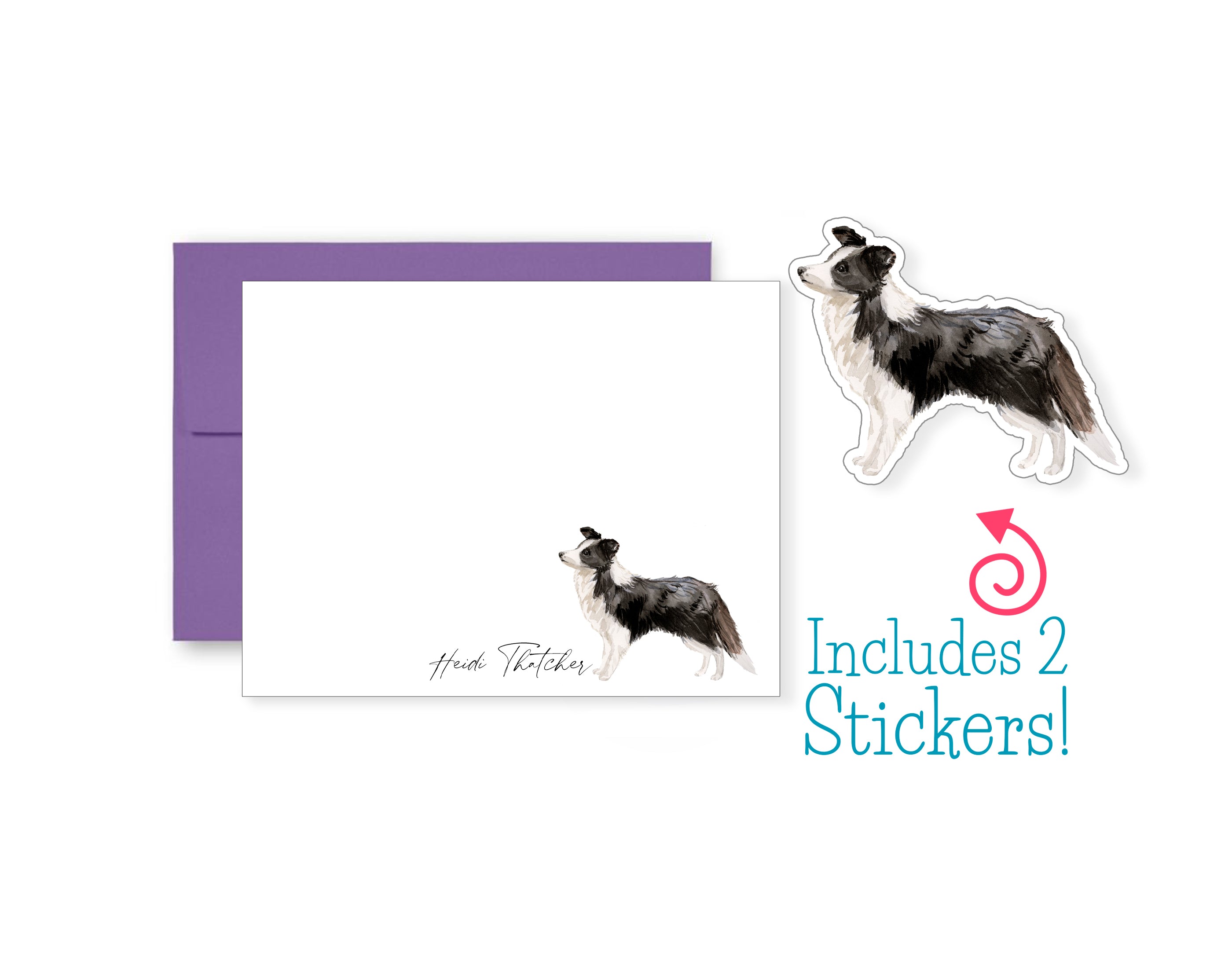 Border Collie Folded Note Cards – Katalie